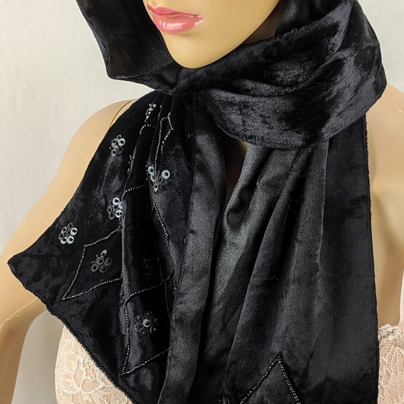 Banjara | Accessories | Banjara Scarf Black Beading With Sequins | Poshmark